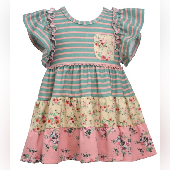 Bonnie Jean | Dresses | Bonnie Jean Toddler Flutter Sleeved Mixed Print ...